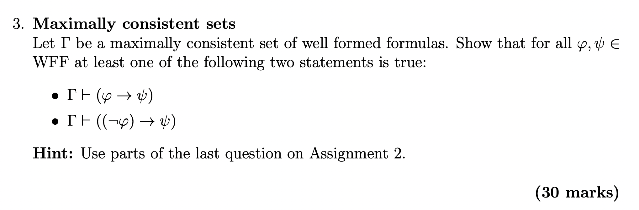 Solved 3. Maximally consistent sets Let Γ be a maximally | Chegg.com