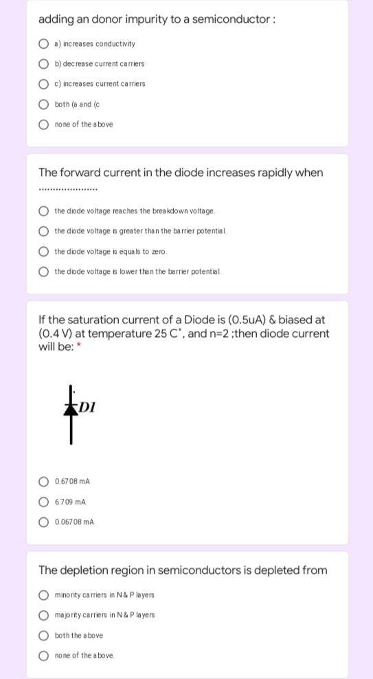Solved adding an donor impurity to a semiconductor: O a) | Chegg.com