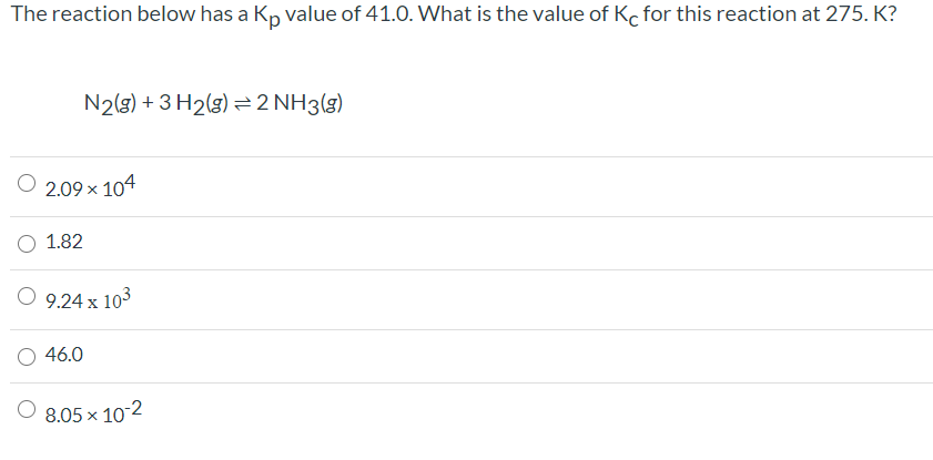 Solved The reaction below has a Kp value of 41.0. What is | Chegg.com