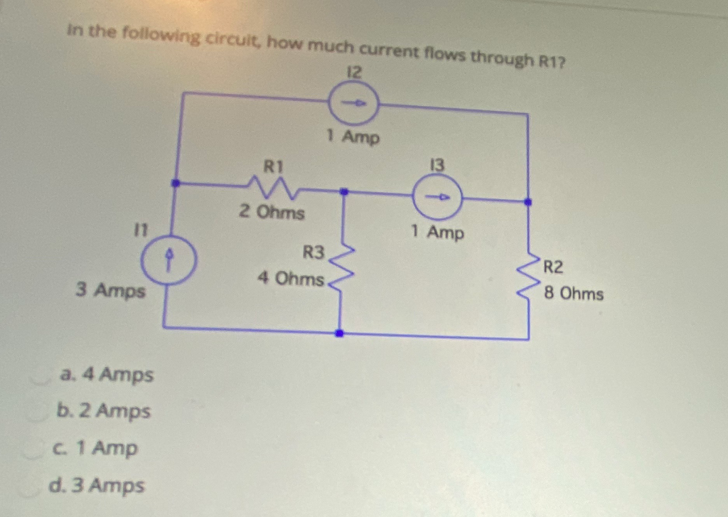 Solved in the following circuit, how much current flows | Chegg.com
