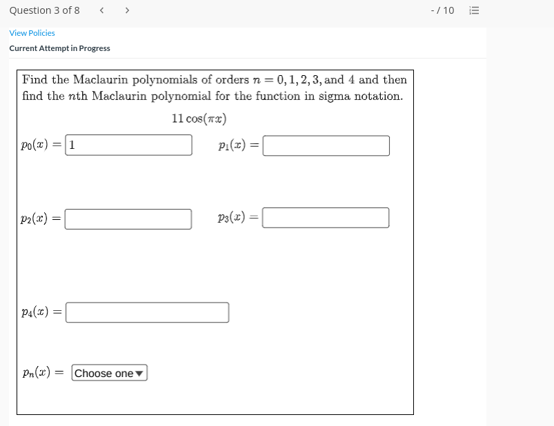 Solved Find the Maclaurin polynomials of orders n = 0, 1, 2, | Chegg.com