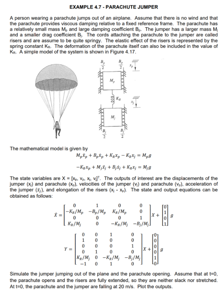 Solved Draw the block diagram for the parachute jumper | Chegg.com
