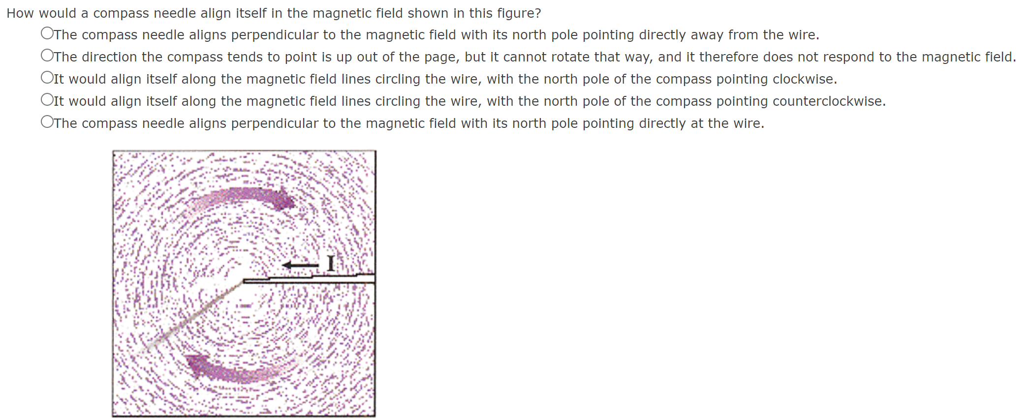 Solved How would a compass needle align itself in the | Chegg.com