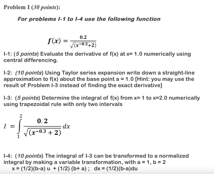 Solved Problem I (30 points): For problems 1-1 to 1-4 use | Chegg.com