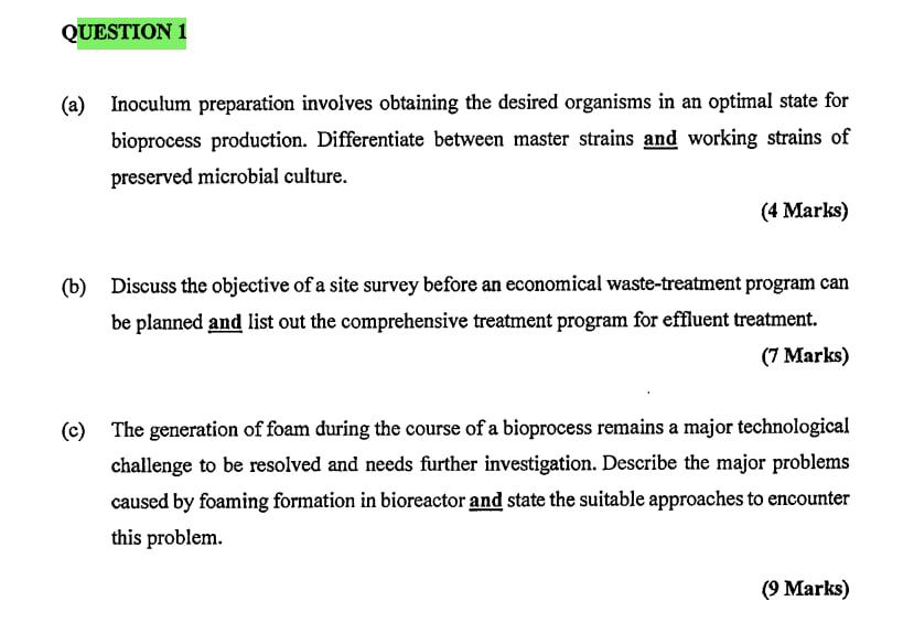 Solved (a) Inoculum preparation involves obtaining the | Chegg.com