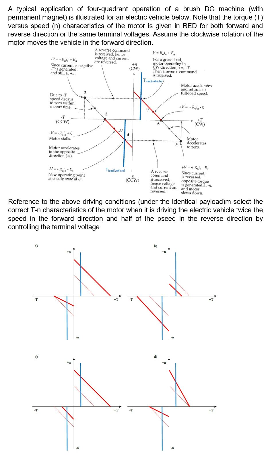 A typical application of four-quadrant operation of a | Chegg.com