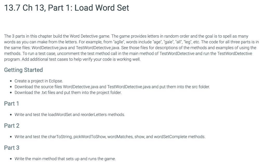 13.7 Ch 13, Part 1: Load Word Set - Java | Chegg.com