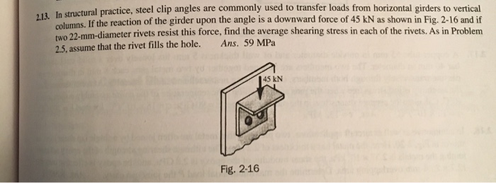 Solved In structural practice, steel clip angles are | Chegg.com