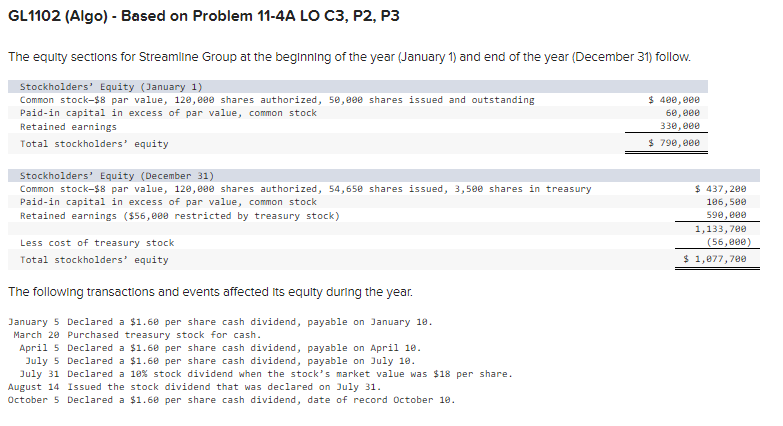 Solved GL1102 (Algo) - Based on Problem 11-4A LO C3, P2, P3 | Chegg.com