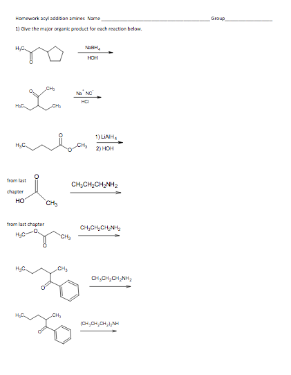 Solved ___Group Homework acil addition amines Name 1) Give | Chegg.com