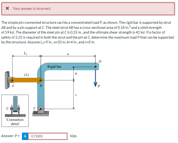 Solved The simple pin-connected structure carries a | Chegg.com Solved The simple pin-connected structure carries a | Chegg.com