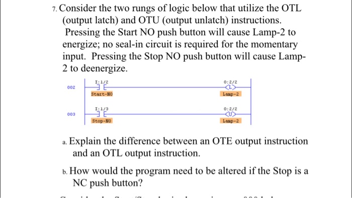 Solved Consider the two rungs of logic below that utilize | Chegg.com