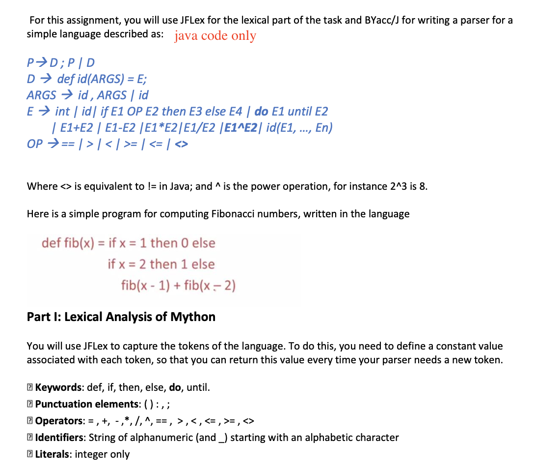 Solved For this assignment, you will use JFLex for the | Chegg.com