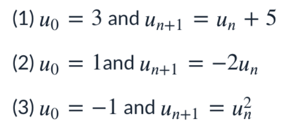 Solved = Un + 5 (1) uo = 3 and Un+1 land unt1 (2) ио = -2un | Chegg.com