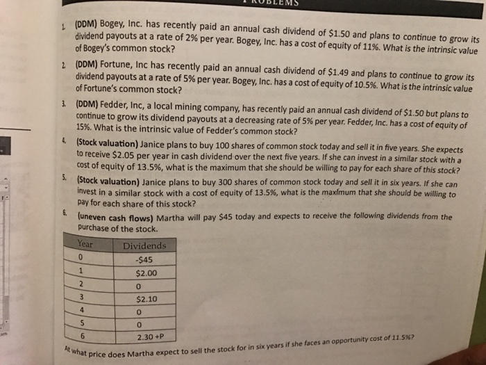 Solved (DDM) Bogey, Inc. has recently paid an annual cash | Chegg.com