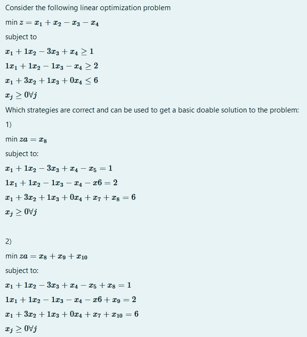 Solved Consider the following linear optimization problem | Chegg.com