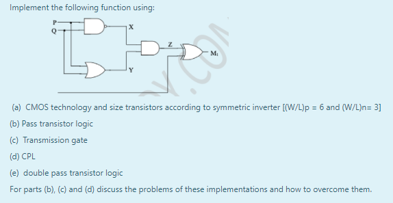 Solved Implement the following function using: X CH (a) CMOS | Chegg.com