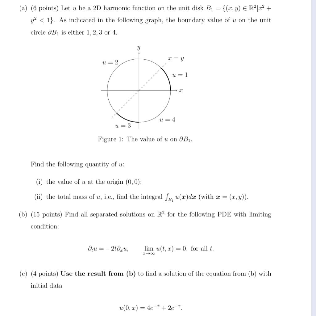 (a) (6 points) Let u be a 2D harmonic function on the | Chegg.com