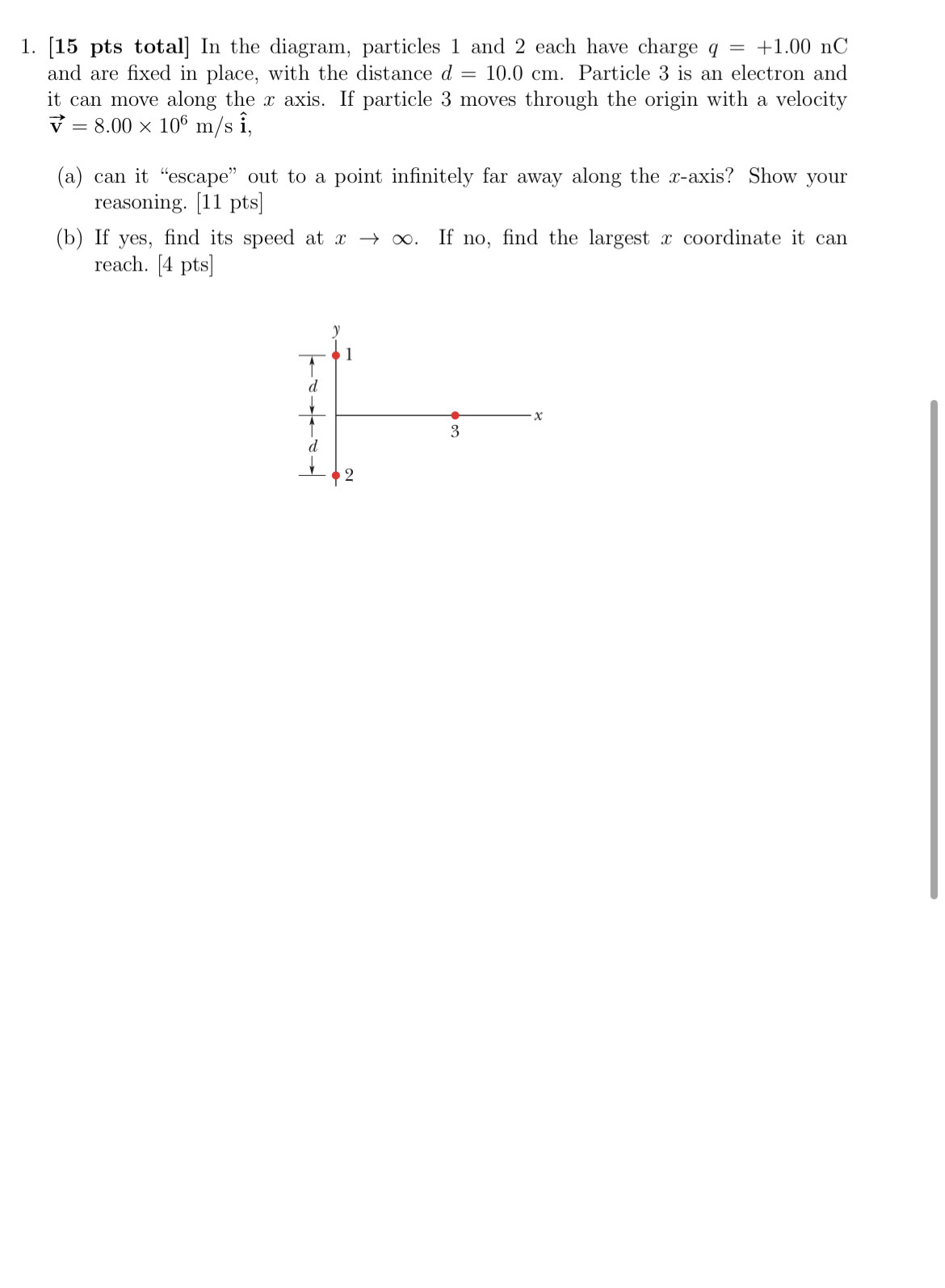 Solved 1. [15 pts total ] In the diagram, particles 1 and 2 | Chegg.com