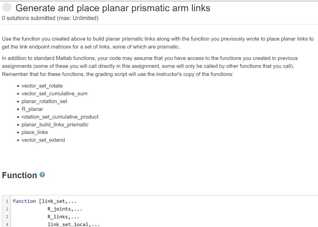 Solved Generate and place planar prismatic arm links O | Chegg.com