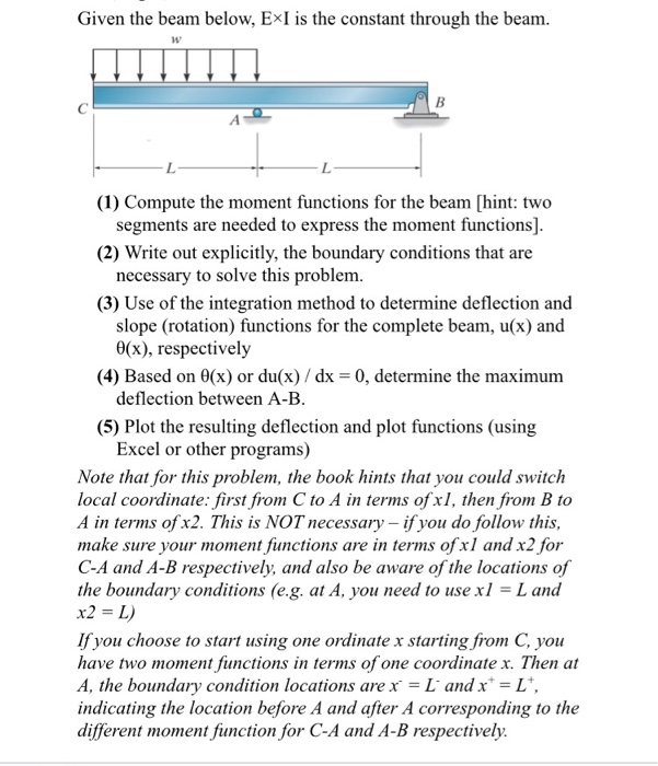 Solved Given the beam below, ExI is the constant through the | Chegg.com
