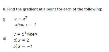 Solved 8. Find the gradient at a point for each of the | Chegg.com