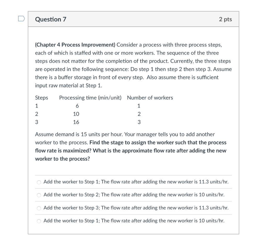 Solved (Chapter 4 Process Improvement) Consider a process | Chegg.com