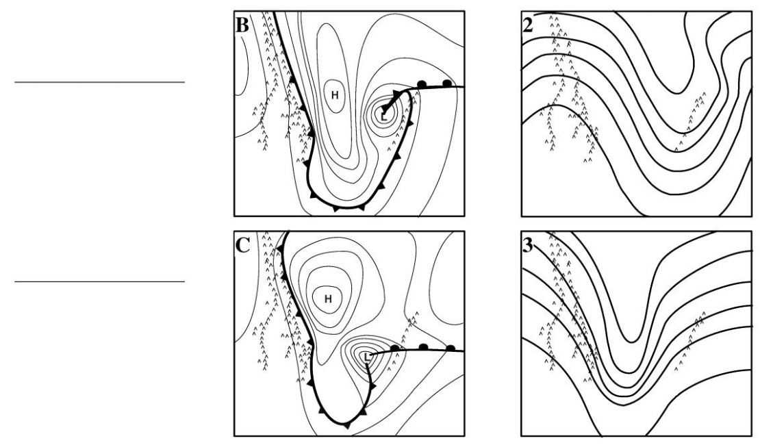 The six weather maps show the surface and upper air | Chegg.com