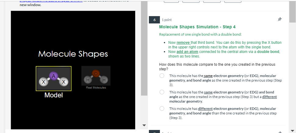 Solved new window. Molecule Shapes Real Molecules Model 6 1 | Chegg.com