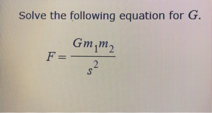 Solved Solve the following equation for G. Gm,m 12 | Chegg.com