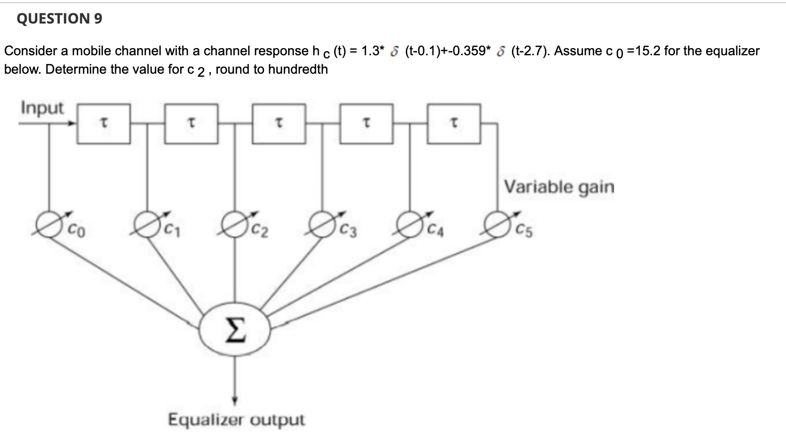 Consider a mobile channel with a channel response | Chegg.com