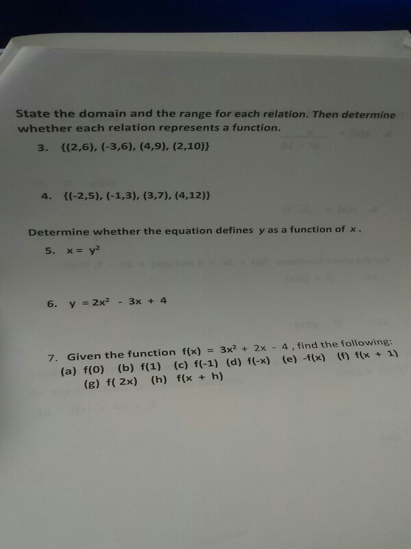 Solved State The Domain And The Range For Each Relation