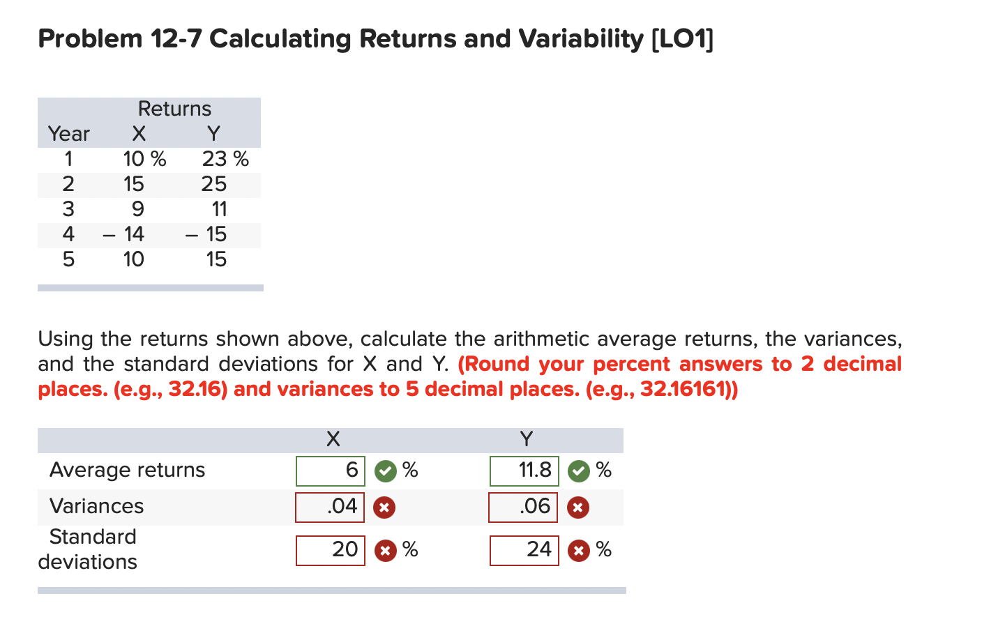Solved Problem 12 7 Calculating Returns And Variability 