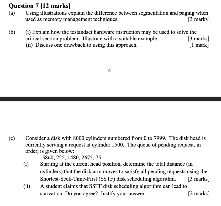 Solved Question 7 [12 marks] (a) Using illustrations explain | Chegg.com