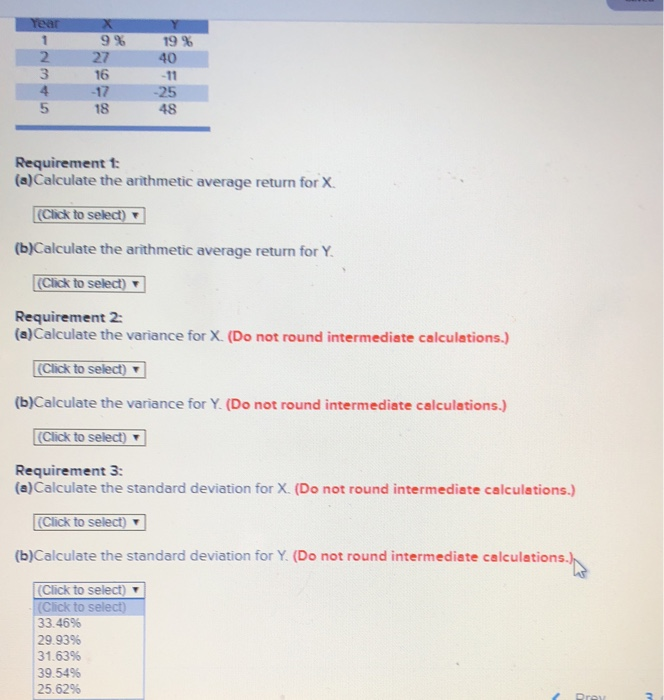 Solved Using the following returns, calculate the arithmetic | Chegg.com