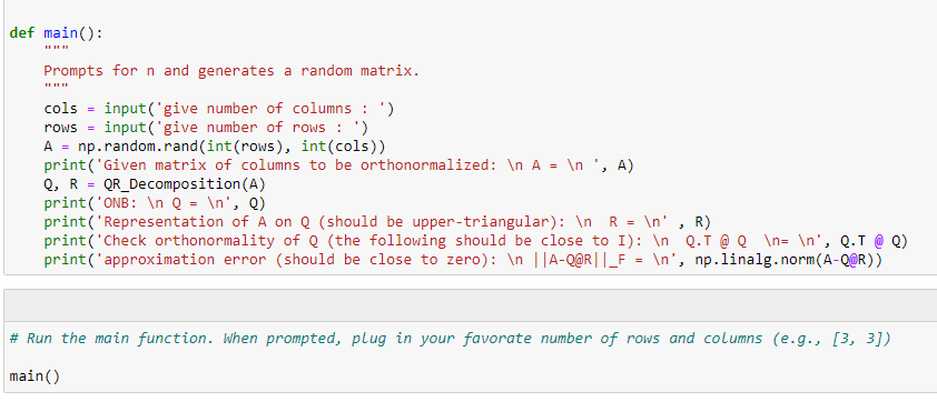 Solved Problem 6 Complete the following implementation of QR | Chegg.com