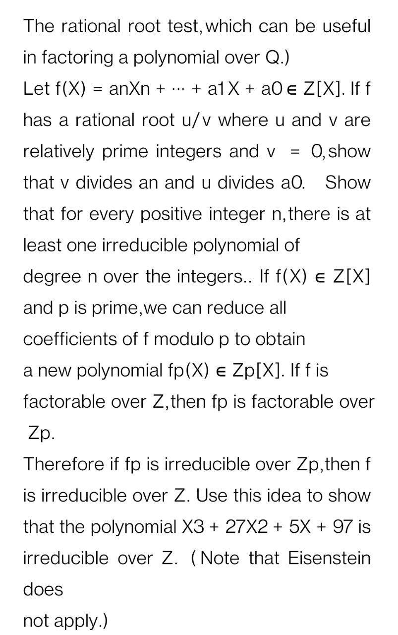 Solved = = The rational root test, which can be useful in | Chegg.com