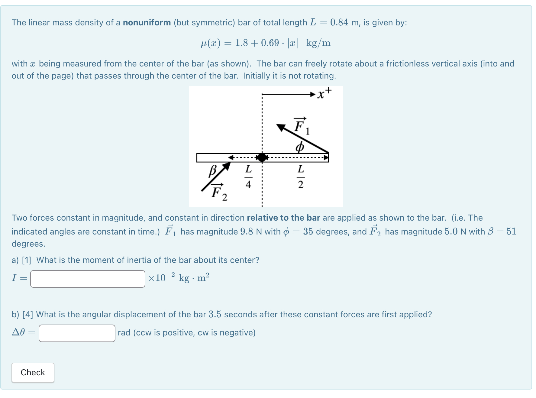 Solved The linear mass density of a nonuniform (but | Chegg.com