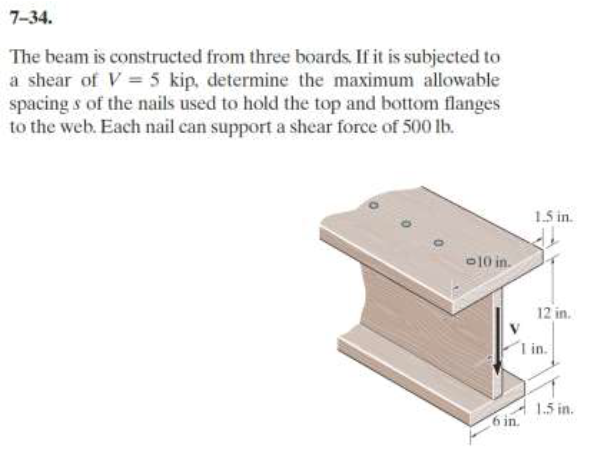 Solved 7-34. The beam is constructed from three boards. If | Chegg.com