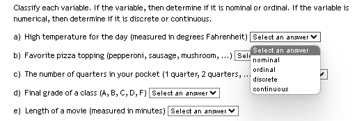 Solved Classify Each Variable If The Variable Then 8660