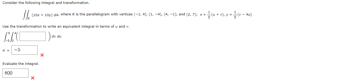 Solved Consider the following integral and transformation. | Chegg.com