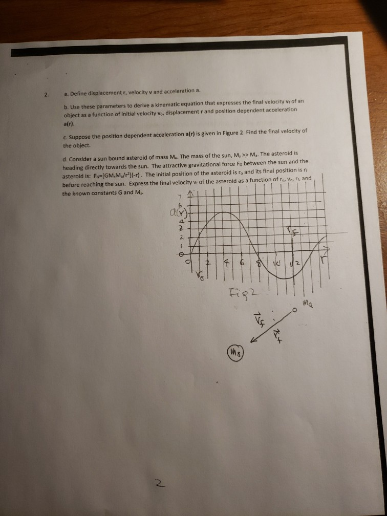 Solved a. Define displacement r, velocity v and acceleration | Chegg.com