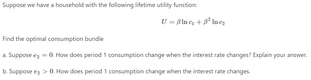 Solved Suppose we have a household with the following | Chegg.com