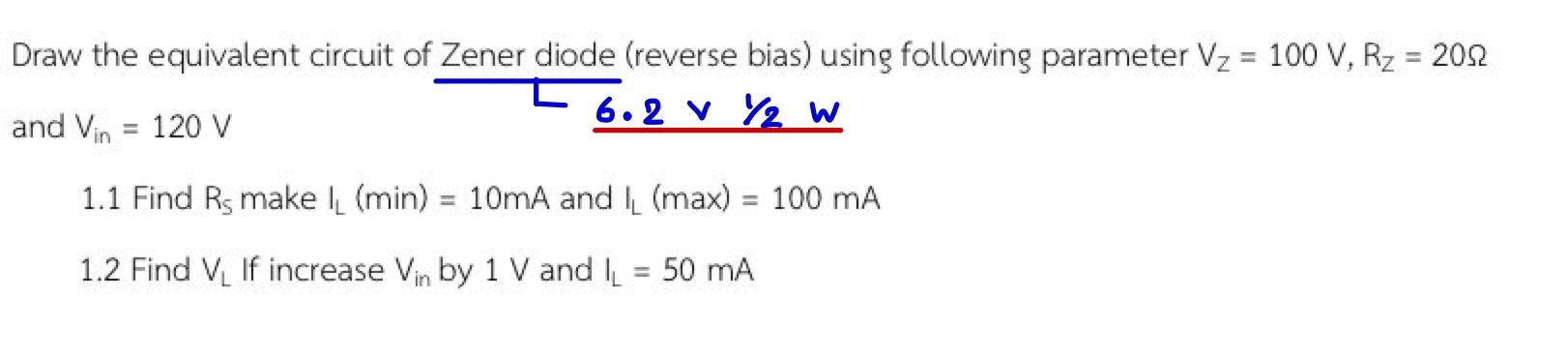 Solved Draw the equivalent circuit of Zener diode (reverse | Chegg.com