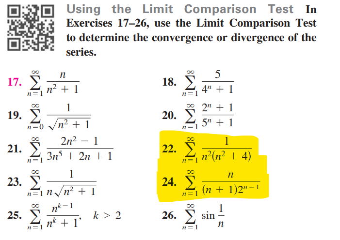 Solved Using the Limit Comparison Test In Exercises 17-26, | Chegg.com