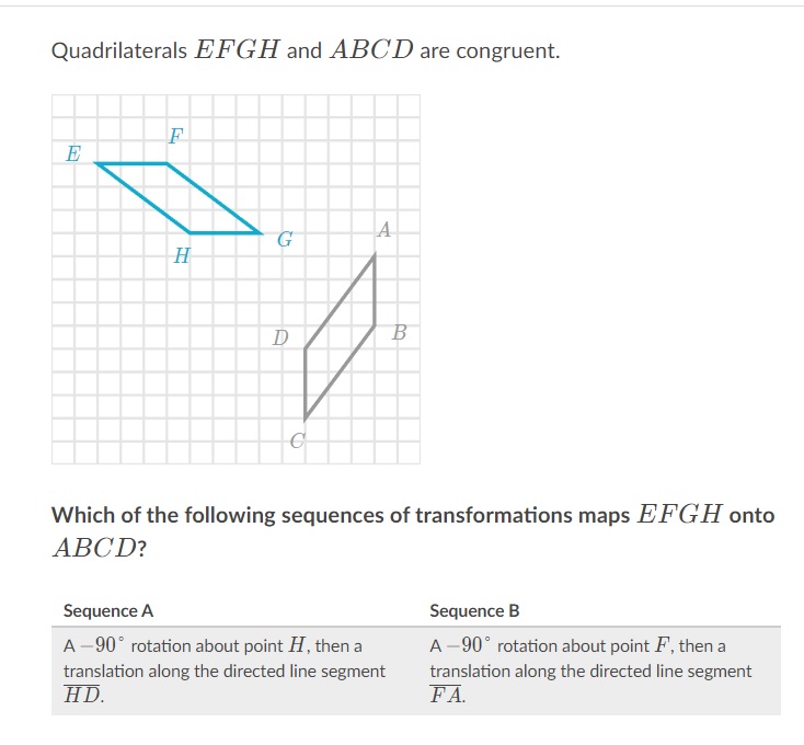 Solved Quadrilaterals EFGH and ABCD are congruent. Which of | Chegg.com