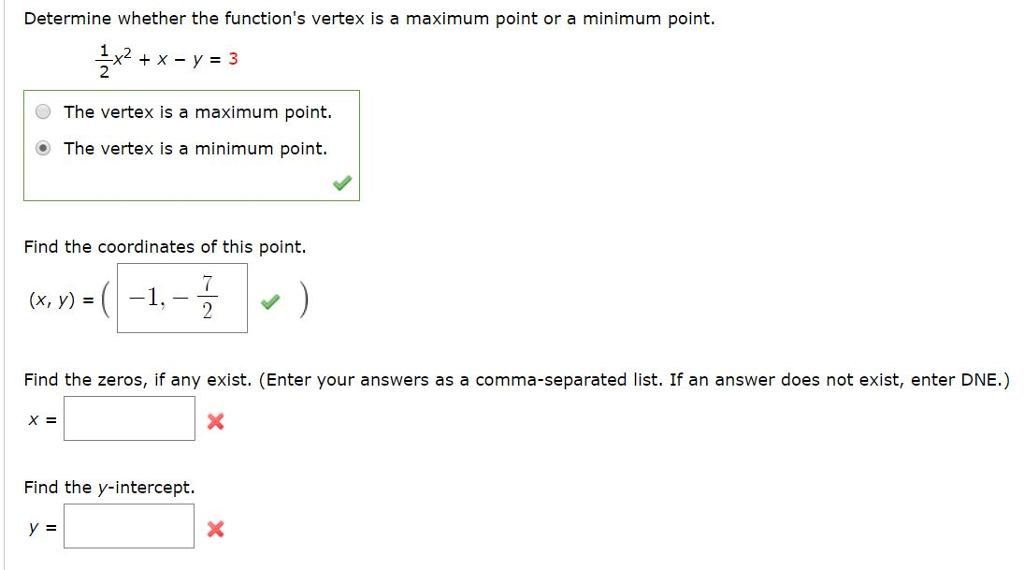 Solved Determine whether the function's vertex is a maximum | Chegg.com