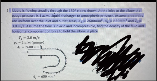 Solved Liquid is flowing steadily through the 180∘ elbow | Chegg.com