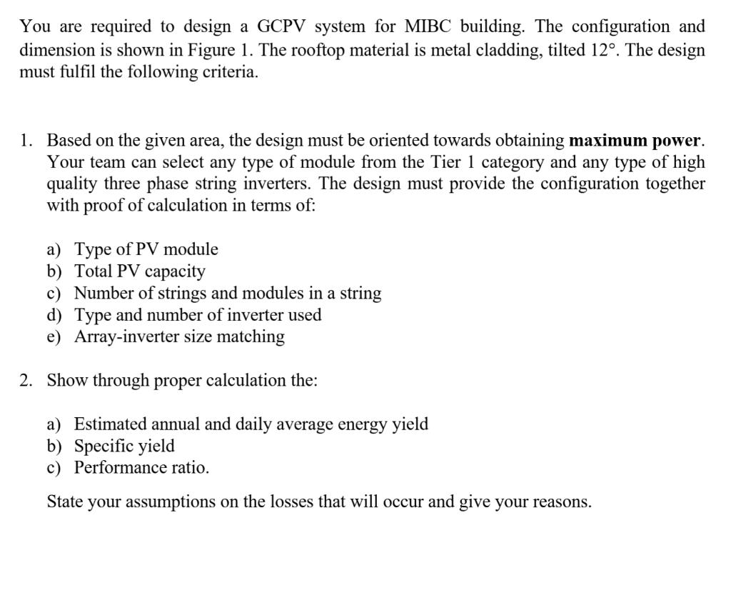 You are required to design a GCPV system for MIBC | Chegg.com