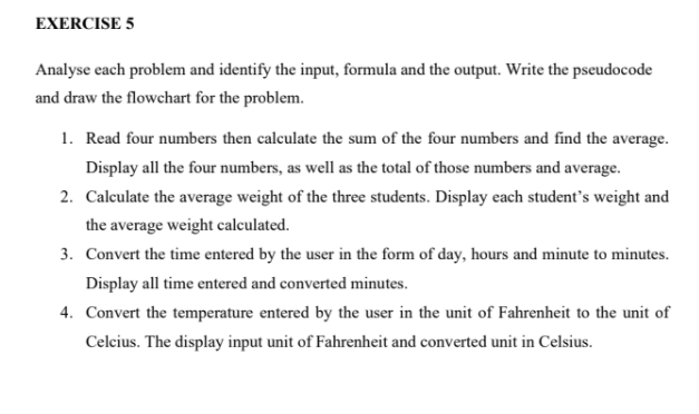 Solved EXERCISE 5 Analyse each problem and identify the | Chegg.com